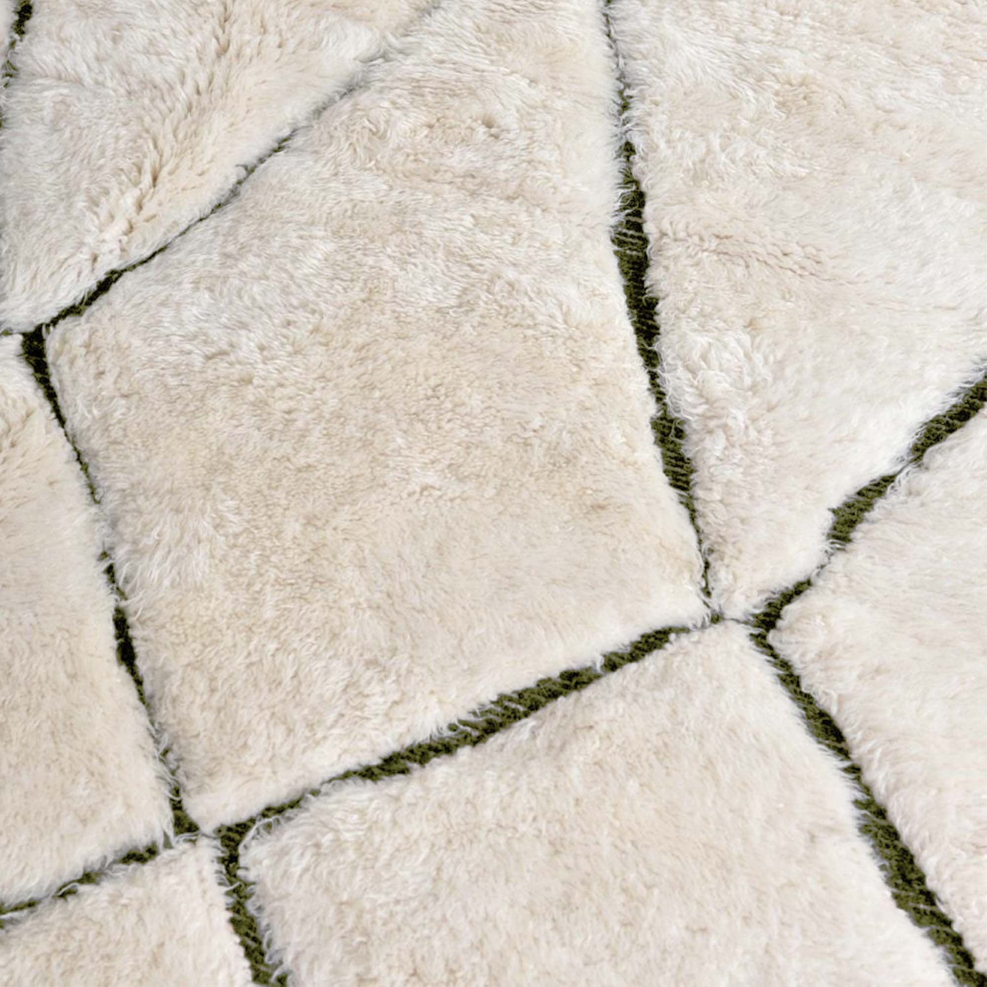 Moroccan Rug Beni Ourain 7x10 Wool Cream Ivory Olive Green Minimalist ...