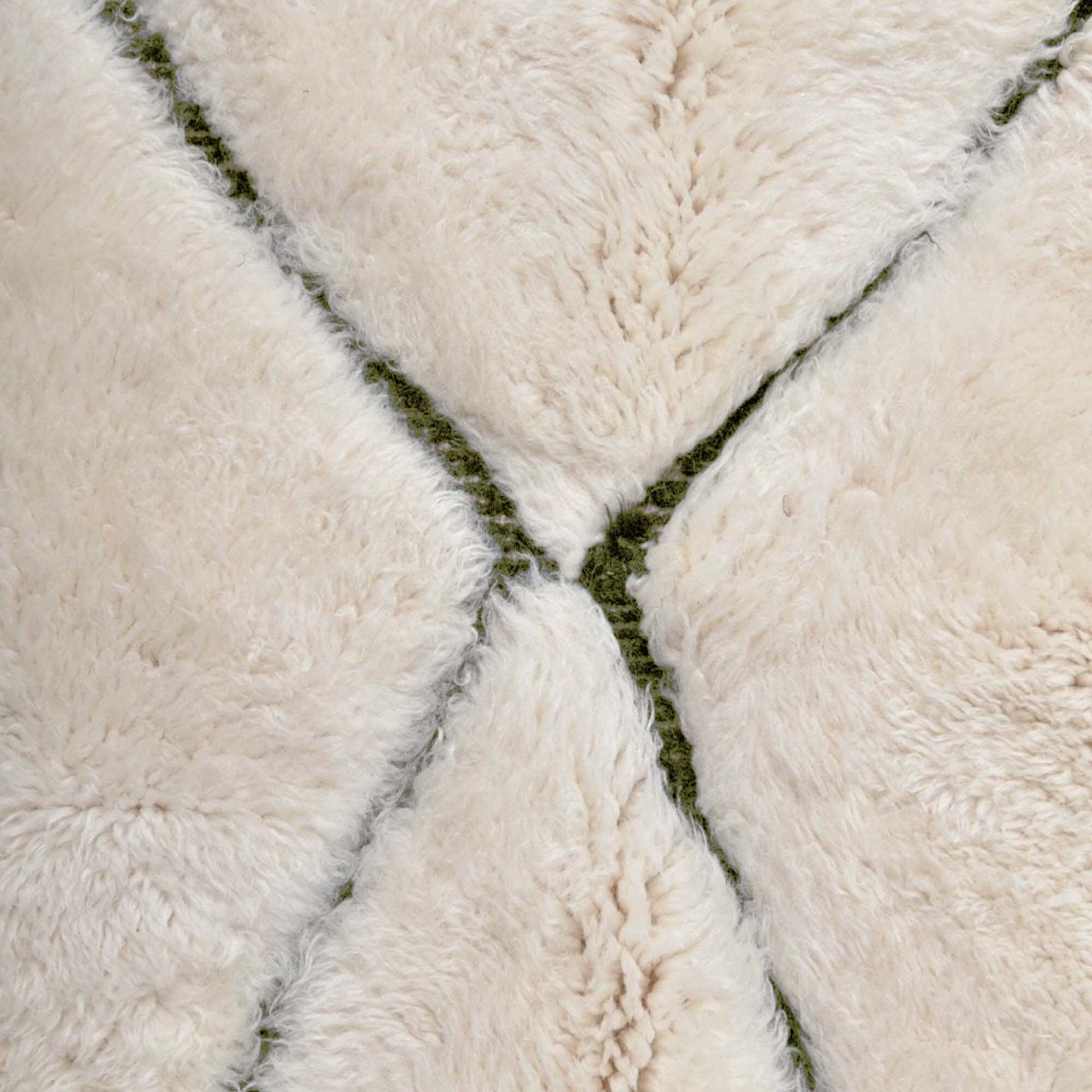 Moroccan Rug Beni Ourain 7x10 Wool Cream Ivory Olive Green Minimalist ...