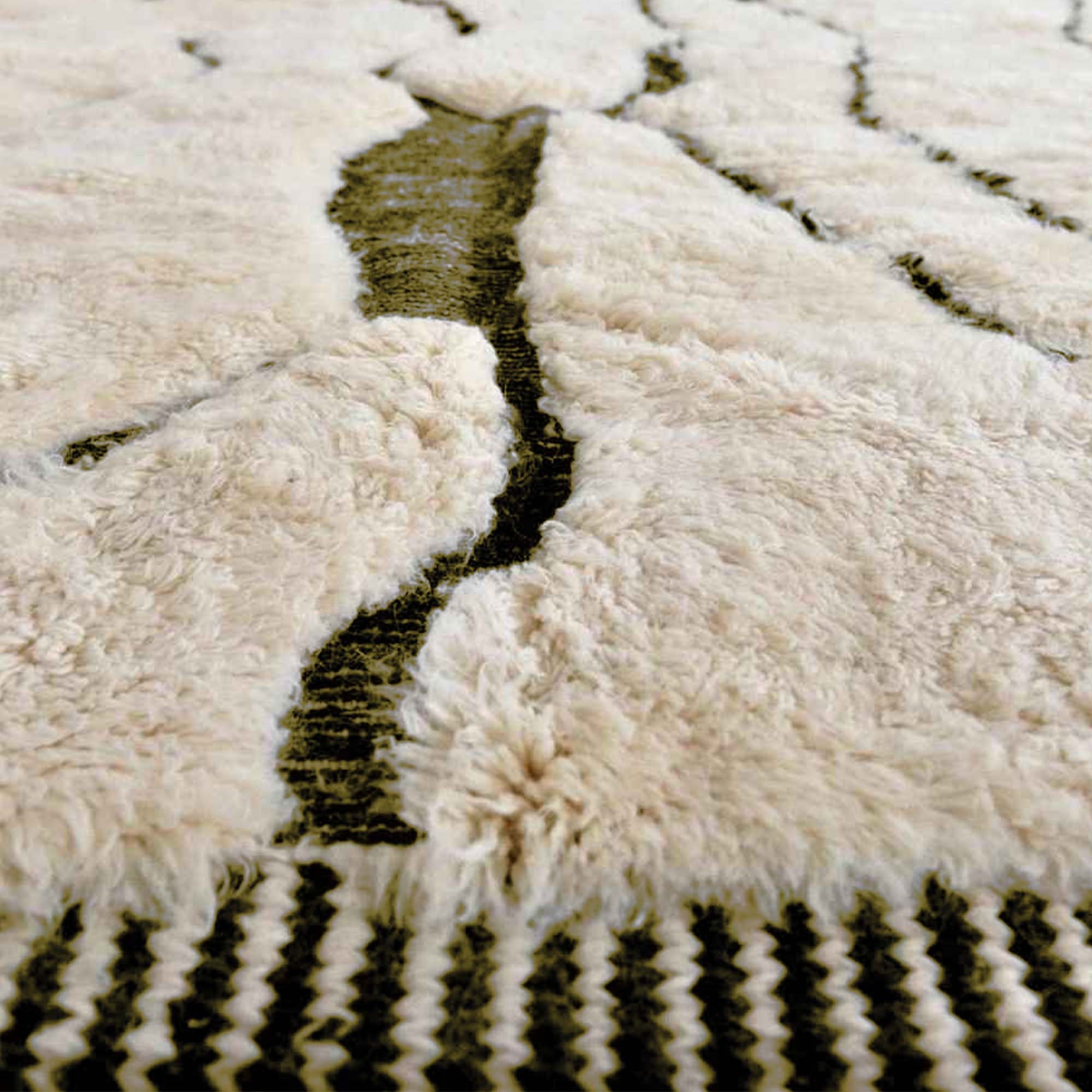 Moroccan Rug Beni Ourain 7x10 Wool Ivory Olive Green Minimalist Living ...